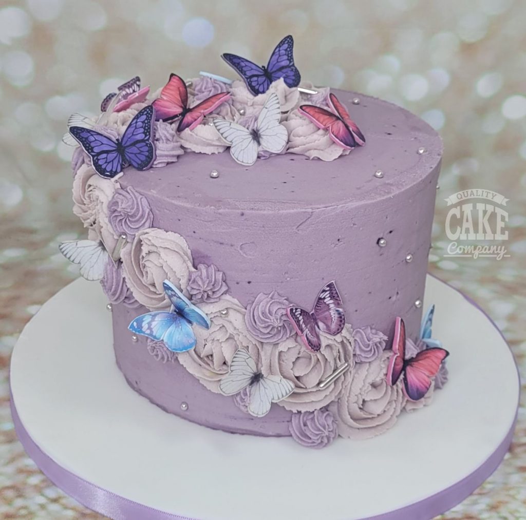 Purple Butterfly Birthday Cake